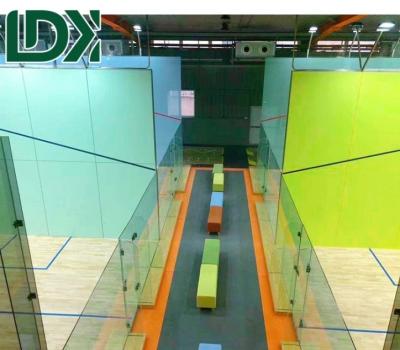 China Modular Outdoor Squash Court Customized Design Anti Slip Wear Resistant Wood Flooring With 12mm Tempered Glass for sale