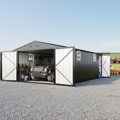 China Metal Steel Structure Garage Prefab 2 Car Steel Garden Shed Large Heavy Duty Galvanized Steel for sale
