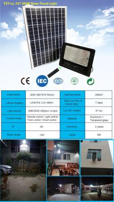 Cina Luci di inondazione alimentate solari all'aperto del giardino IP67 60W 100W disponibile 200 watt in vendita