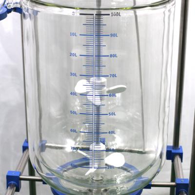 China Semi Automatic Jacketed Glass Reactor Vessel Double Layer Practical Strcture for sale