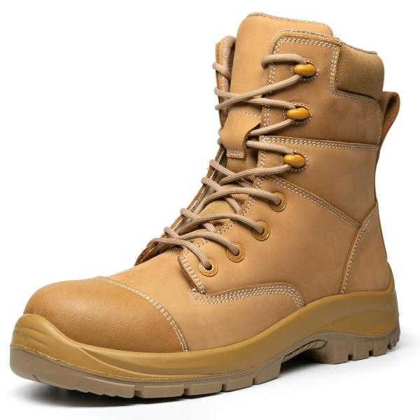 Yellow Style Martin Boots Slip Resistant / Wear Resistant Cowhide Work Boots