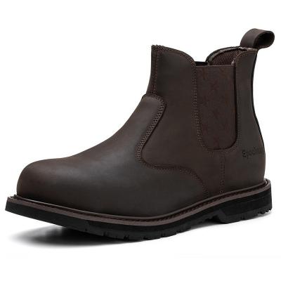 Cina Scarpe di sicurezza Chelsea in pelle vera S3 Scarpe da piedi in acciaio resistenti all'olio Senza pizzo in vendita