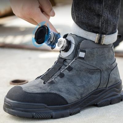 China Kevlar Midsole Safety Boots For Security Work In Black Microfiber for sale