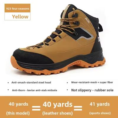 Cina Stivali da lavoro di sicurezza OEM in pelle microfibra Stivali di sicurezza con punta in acciaio Suole intermedie in kevlar Scarpe da lavoro Suola in gomma Scarpe di sicurezza in vendita