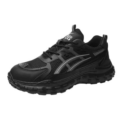 China Scarpe da lavoro con punta in acciaio anti-schiacciamento, suola intermedia in Kevlar e tomaia in maglia volante in PU traspirante for sale