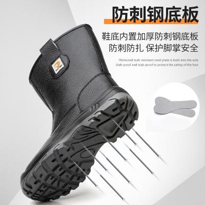 Cina Scarpe antinfortunistiche con suola in PU a doppia densità, nere, alte, in vera pelle, con puntale in acciaio in vendita