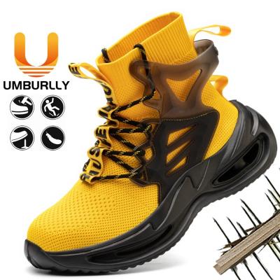 Cina Stivali da lavoro di sicurezza OEM con scarpe antinfortunistiche in maglia volante a taglio medio e puntale in acciaio standard europeo in vendita