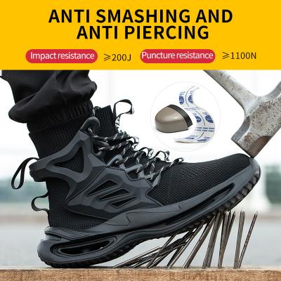 Cina Stivali da lavoro di sicurezza OEM con scarpe antinfortunistiche in maglia volante a taglio medio e puntale in acciaio standard europeo in vendita