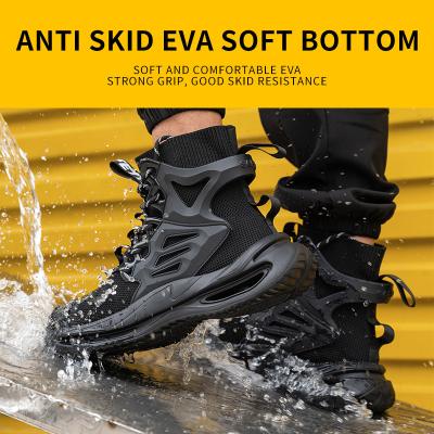 Cina Stivali da lavoro di sicurezza OEM con scarpe antinfortunistiche in maglia volante a taglio medio e puntale in acciaio standard europeo in vendita