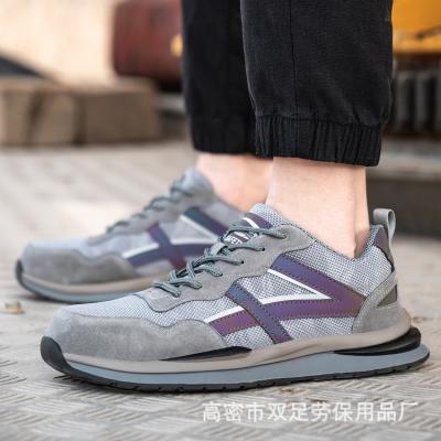 Cina OEM Calzature di sicurezza per la costruzione Scarpe da lavoro in maglia di pelle di maiale di suede Scarpe da lavoro in acciaio anti-sfaccettatura in gomma Kevlar Scarpe di sicurezza in suola in vendita