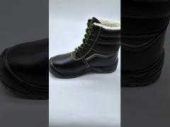 Mensen Zwarte Lederen Staal Toe Laarzen Anti Puncture High Top Veiligheidslaarzen Voor de Winter