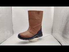 Bottes de travail de sécurité en cuir authentique, jaune, résistantes à l'huile et à l'eau