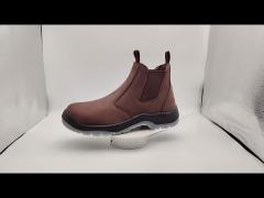 Botas de trabalho de pé de aço marrom Homens Slip On Botas de trabalho Anti Puncture