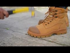 OEM Wheat PU+TPU Wok Schoenen Nucuck Veiligheidslaarzen Stalen Toe Stalen Middenzool Veiligheidslaarzen Martin Werklaarzen