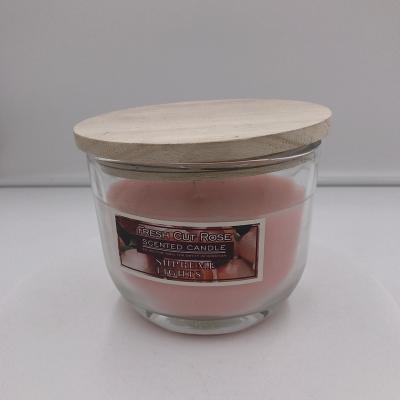China Personalized scented Glass candle rustic wood lid glass containers for sale
