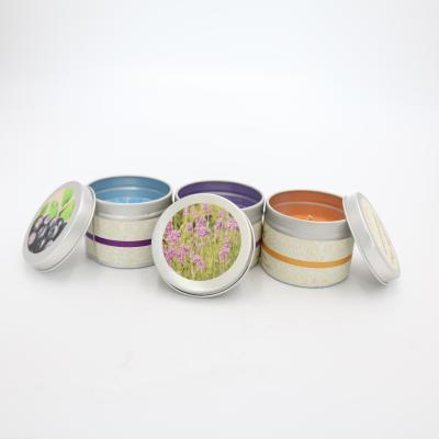 China Grape Wine Art Candle Custom Paraffin Wax Scented Tin Candle with color label for sale