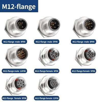 China M12 Sensor Connector Waterproof Male Female Plug Screw Coupling 3 4 5 8 12 Pin A type Sensor Connectors for sale