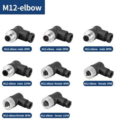 China M12 Sensor Connector Waterproof Male Female Plug Screw Coupling 3 4 5 8 12 Pin A type Sensor Connectors for sale