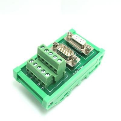 China DB9 D Sub 9 Pin Male Female Dual Connectors Terminal Block Wiring Breakout Board for sale