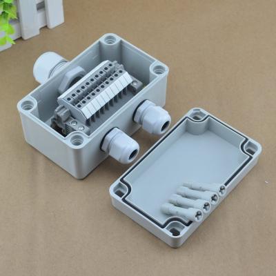 China IP65 Waterproof Cable Junction Box 80*130*70mm with UK2.5B Din Rail Terminal Blocks set for sale