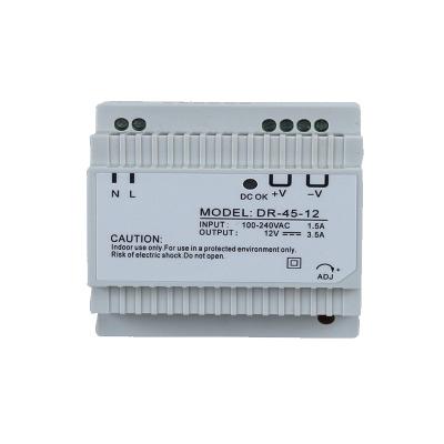 China Fuente de alimentación del modo de la transferencia del carril del dinar de la salida de DR-45-12 45W 12V 3.5A DC en venta