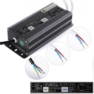 China DC 12V 80W que encendía al conductor Power Supply IP67 de la prenda impermeable LED del transformador entró el adaptador de AC170-250V para la tira del LED en venta