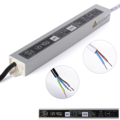 China DC 12V 40W que encendía al conductor Power Supply IP67 de la prenda impermeable LED del transformador entró el adaptador de AC170-250V para la tira del LED en venta