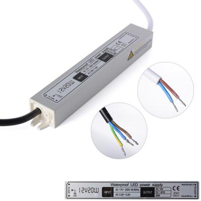 China DC 12V 20W que encendía al conductor Power Supply IP67 de la prenda impermeable LED del transformador entró el adaptador de AC170-250V para la tira del LED en venta