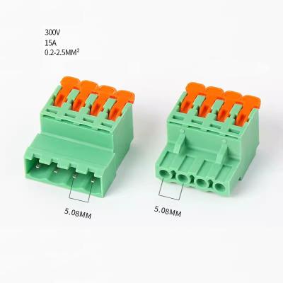 China 5.08mm Pitch PCB Pluggable Terminal Blocks Lever Quick Press Crimp Docking Socket Plug for sale