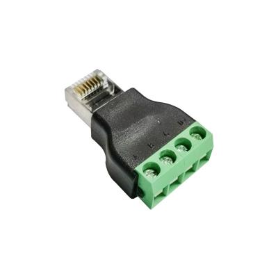 China RJ45 Network Male Plug 8P8C to RS485 4 Pin Screw Terminal Block Adapter for sale