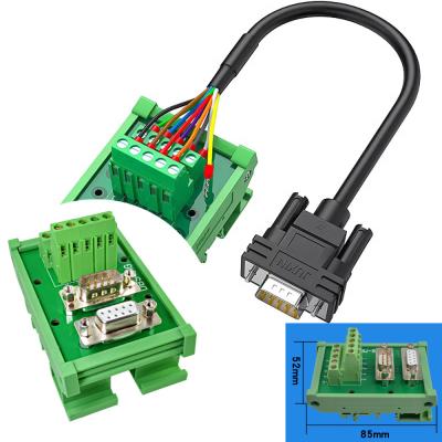 China DB9 D Sub 9 Pin Male Female Dual Connectors Terminal Block Wiring Breakout Board for sale