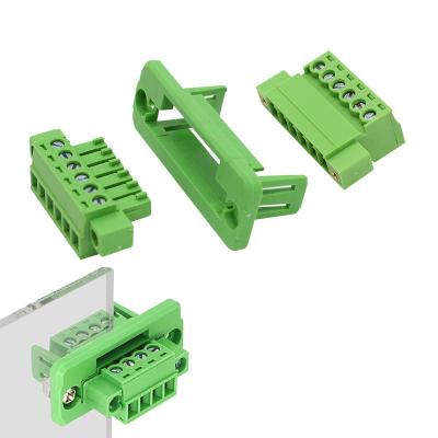 China 3.81mm pitch Feed Through Flange Screw Terminal Blocks Interlocking for sale