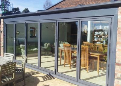 China Professional Grey Aluminium Bifold Doors , Soundproof Exterior Bi Fold Doors for sale