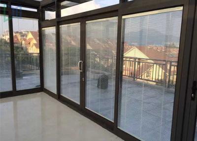 China Balcony Aluminum Sliding Glass Doors , Interior Sliding Doors With Shutter for sale