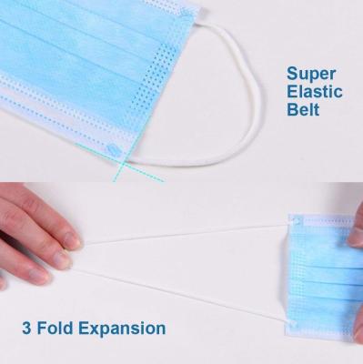 Cina La maschera di protezione medica eliminabile comoda Earloop ha pieghettato una colata di 3 pieghe soffiata materiale in vendita