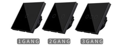 China EU Standard Touch Switch 1 Gang/2 Gang/3 Gang 1 Way,Single Fireline Wall Light Switch,Black Crystal Tempered Glass for sale