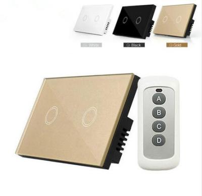 China Smart Home Touch switch Crystal Glass Panel Us/Au Light Switch 2 Gang 1 Way Wall Smart Switch for sale