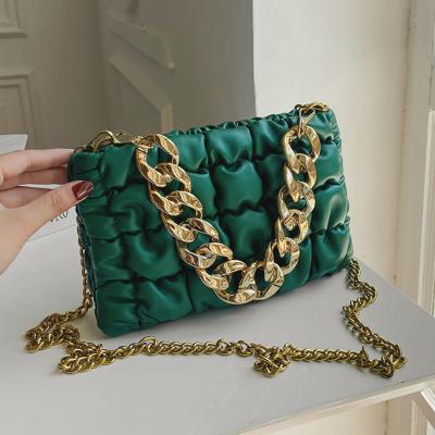 China Customized Logo Printing PU Leather Handbags Stylish Ladies' Purses with Chain Design for sale