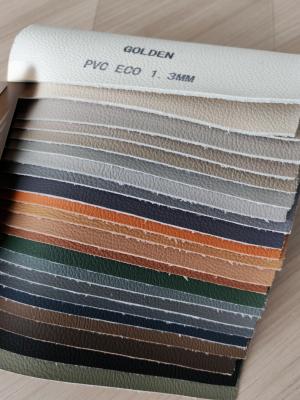 China 1.3mm Golden PVC Eco Leather with leather fiber For Furniture for sale