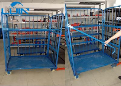 Cina Tre scaffali rivestiti di stoccaggio del magazzino della polvere laterale che piegano il carrello logistico del pallet in vendita