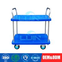 China Two Layer Light Duty Moving Platform Hand Pulled Trolley with 4 Wheels for sale