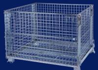 China Foldable security Wire Mesh Cages for warehouse storage 3 ~ 4 levels stacking for sale