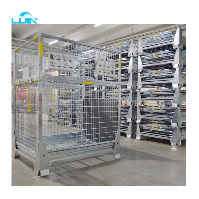 China Alambre de acero del plegamiento de Warehouse Mesh Metal Cage Storage Container Phosphorization en venta