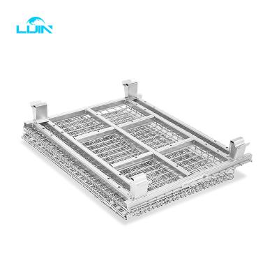 China Heavy Duty Industrial Stackable Wire Mesh Pallet Cage Foldable Steel Mesh Box for sale