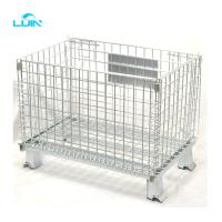 China Warehouse Storage Foldable Collapsible Stacking Wire Mesh Storage Cage for sale