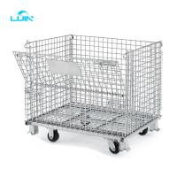 China Warehouse Storage Foldable Collapsible Stacking Wire Mesh Storage Cage for sale
