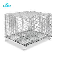 China Warehouse Storage Foldable Collapsible Stacking Wire Mesh Storage Cage for sale