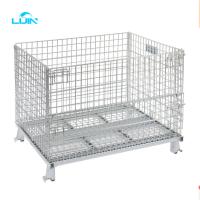 China Warehouse Storage Foldable Collapsible Stacking Wire Mesh Storage Cage for sale