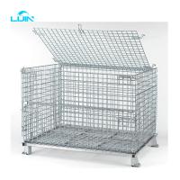 China Warehouse Storage Foldable Collapsible Stacking Wire Mesh Storage Cage for sale