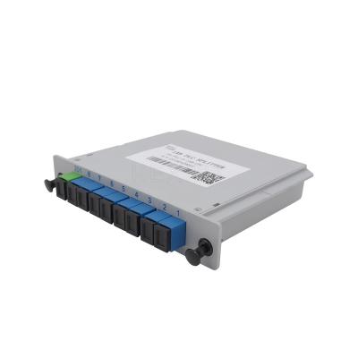 China Fiber Optical LGX PLC Splitter FTTH 1x8 SC UPC Connector Card Type for sale